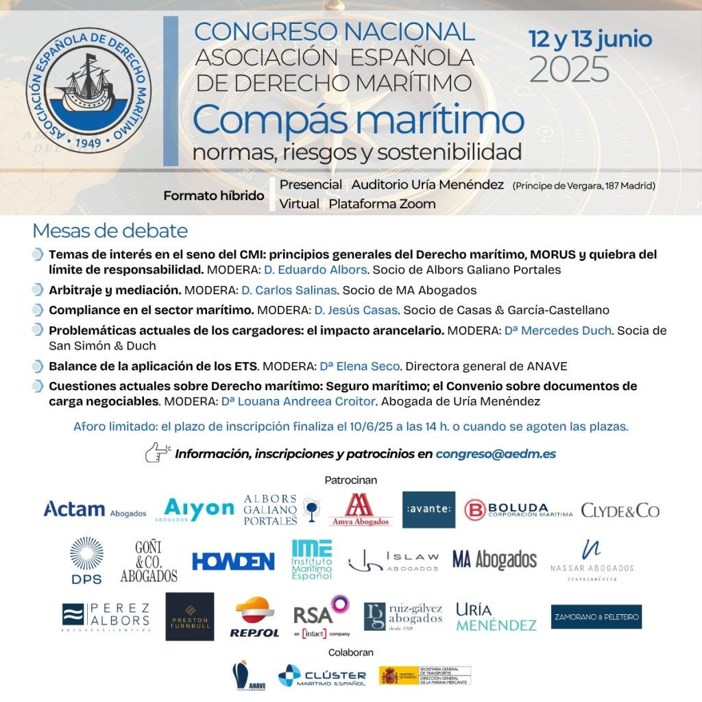 La Asociación Española de Derecho Marítimo convoca el Congreso Anual ...